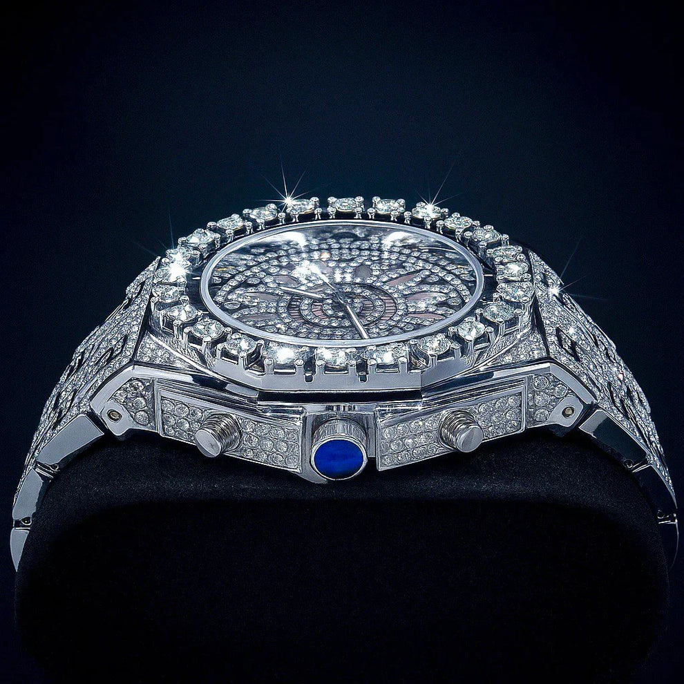 Iced Out Watch – 35mm Hip-Hop Shiny Wrist Watch – BionikaLux